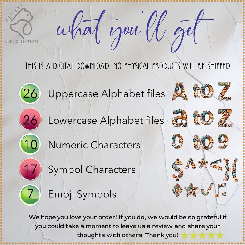 Cute Animals Font Bundle, Animal Alphabet Clipart, Animals PNG, Kids ...