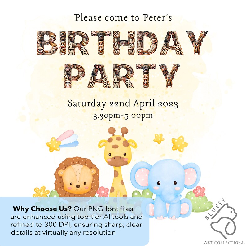 Cute Monkeys Font Bundle Animal Alphabet Clipart Animals - Etsy