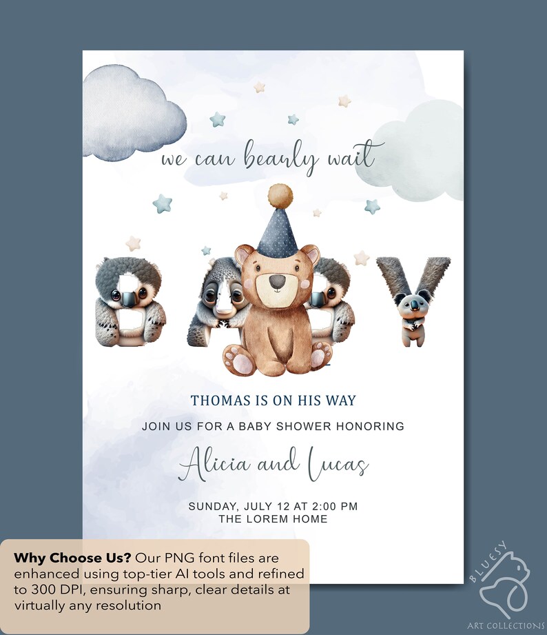 Kawaii Koala Font Bundle, Animal Alphabet Clipart, Animals PNG, Kids ...