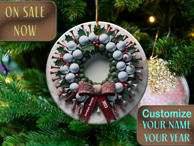 Personalized Golf Wreath Christmas Tree Ornament, Christmas Golf ...