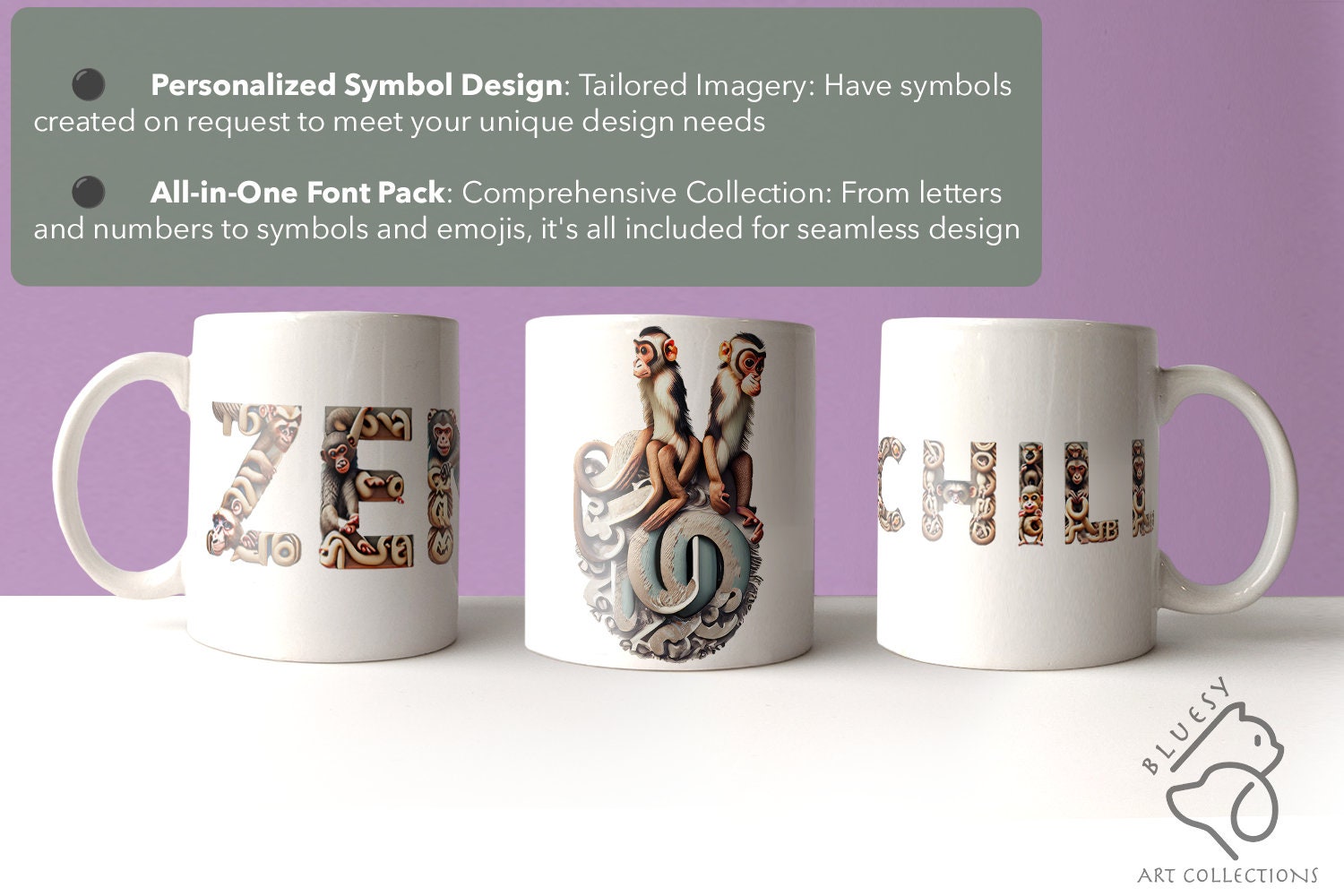 Cute Monkeys Font Bundle Animal Alphabet Clipart Animals - Etsy