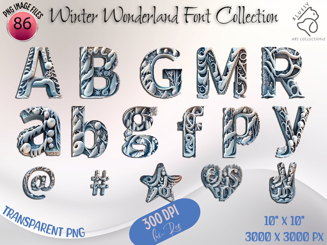 Winter Wonderland Font Bundle, Christmas Alphabet PNG, Kids Birthday ...