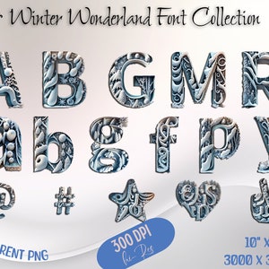 Winter Wonderland Font Bundle, Christmas Alphabet PNG, Kids Birthday ...