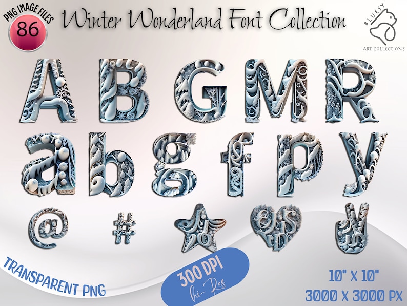 Winter Wonderland Font Bundle, Christmas Alphabet PNG, Kids Birthday ...