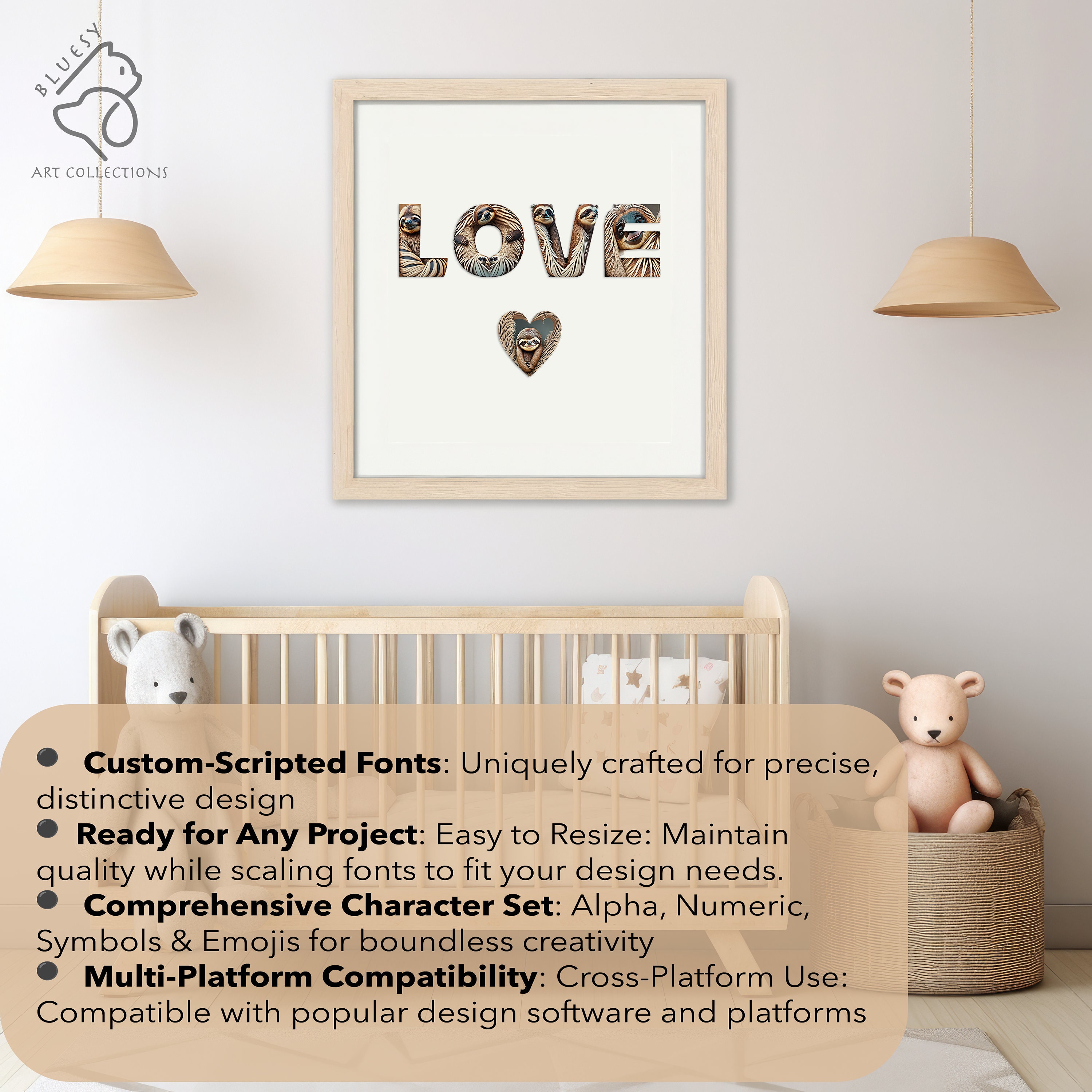 Cute Sloth Font Bundle, Animal Alphabet Clipart, Animals PNG, Kids ...