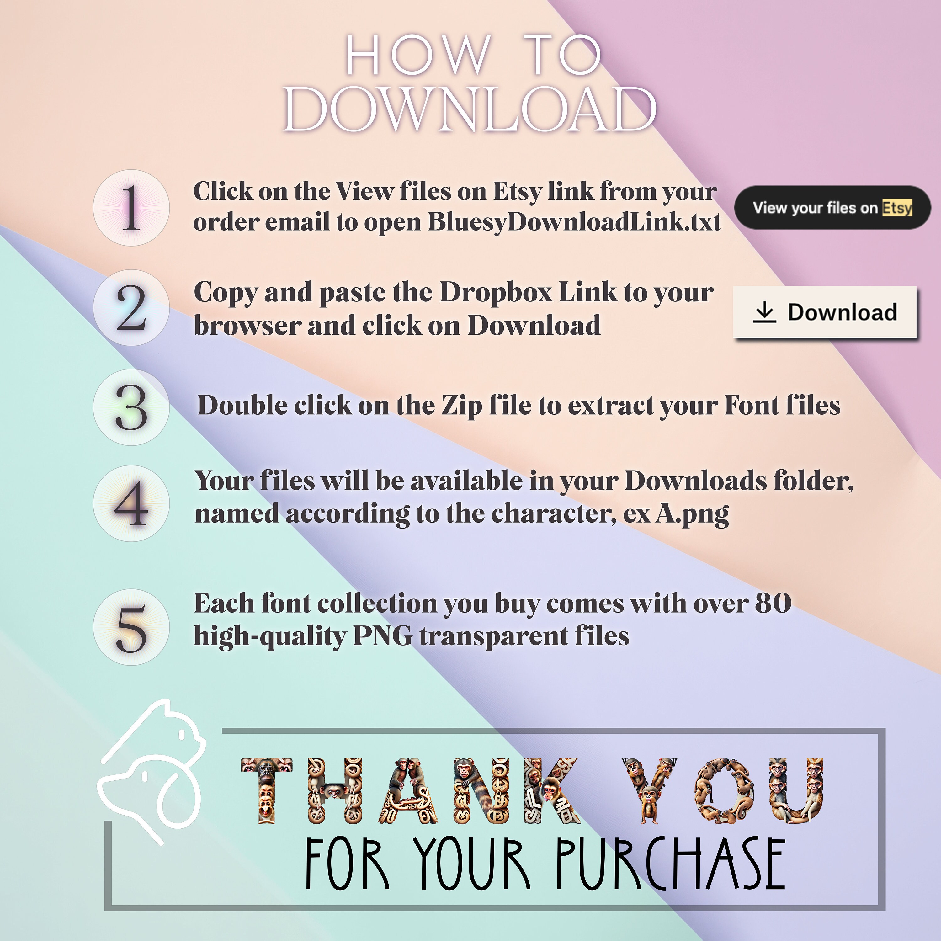 Cute Monkeys Font Bundle Animal Alphabet Clipart Animals - Etsy