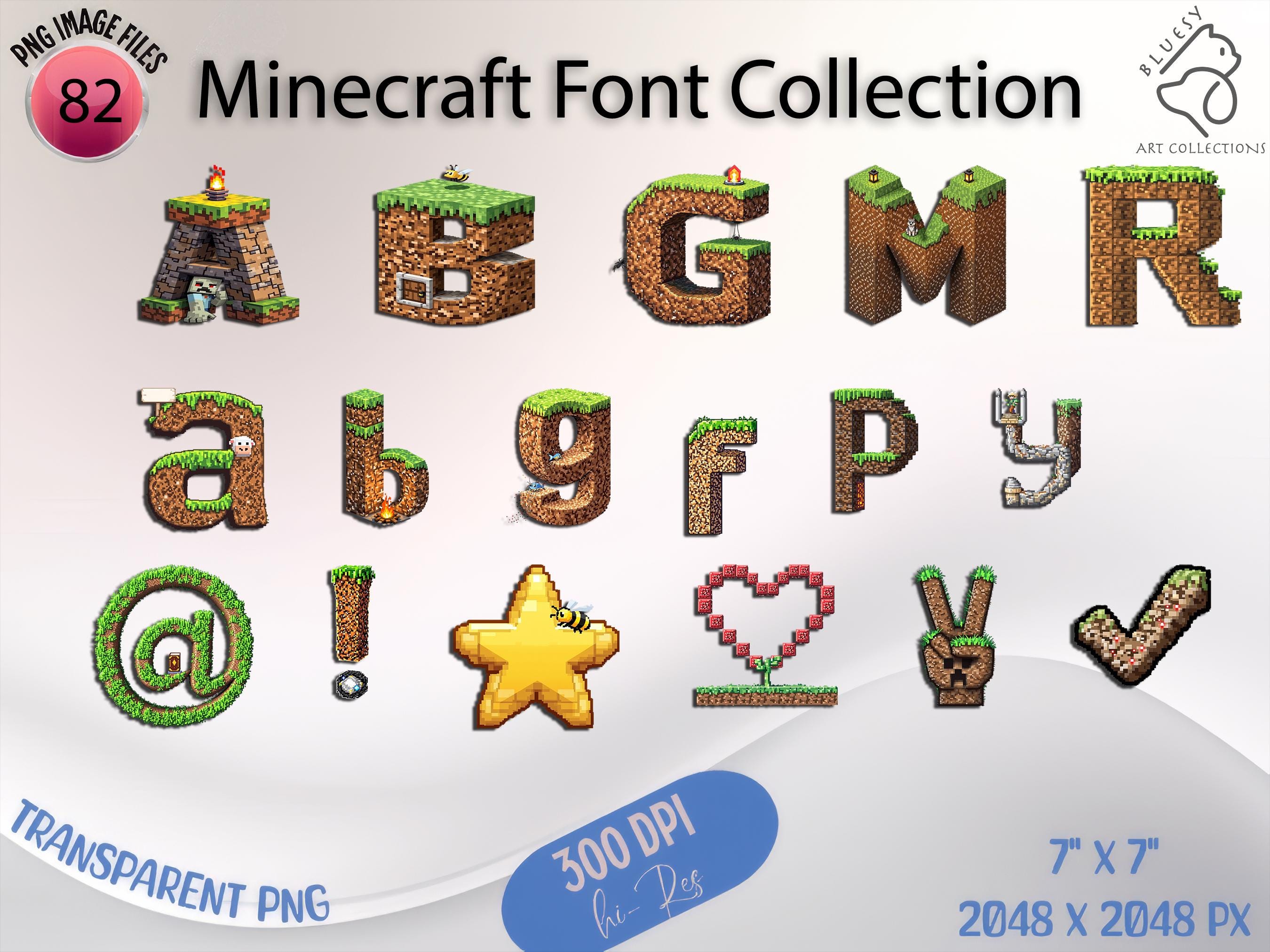 Minecraft Font Digital Download, Pixel Art Font, 82 Characters ...