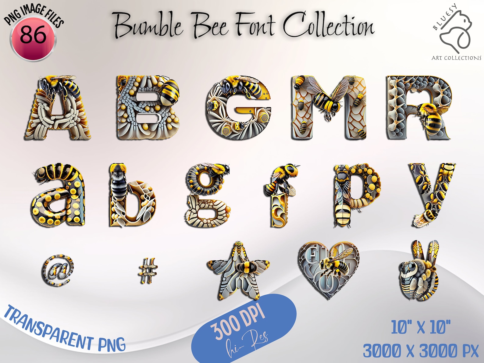 Bumble Bee Font Bundle, Animal Alphabet Clipart, Animals PNG, Kids ...