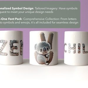 Kawaii Koala Font Bundle, Animal Alphabet Clipart, Animals PNG, Kids ...