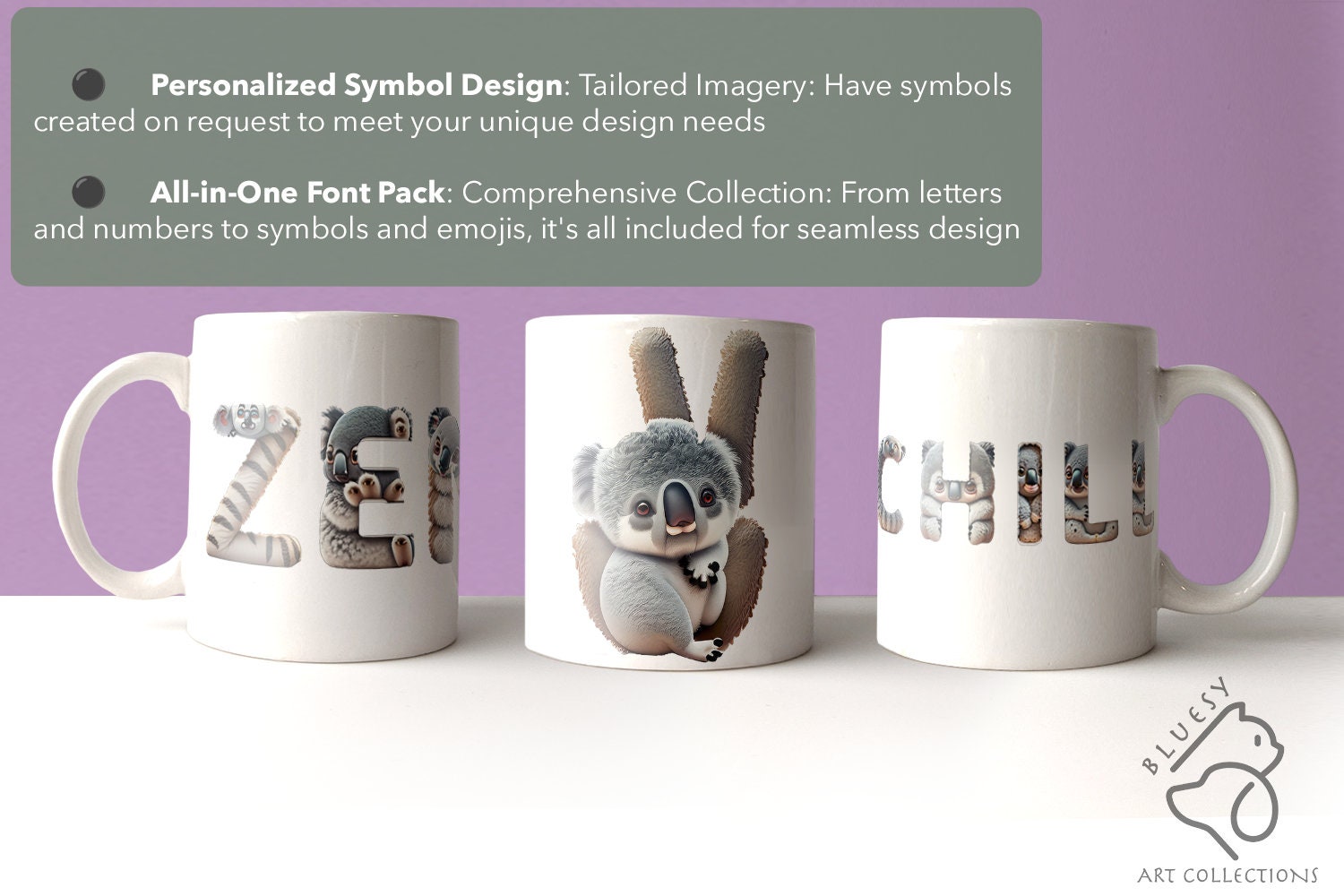 Kawaii Koala Font Bundle, Animal Alphabet Clipart, Animals PNG, Kids ...