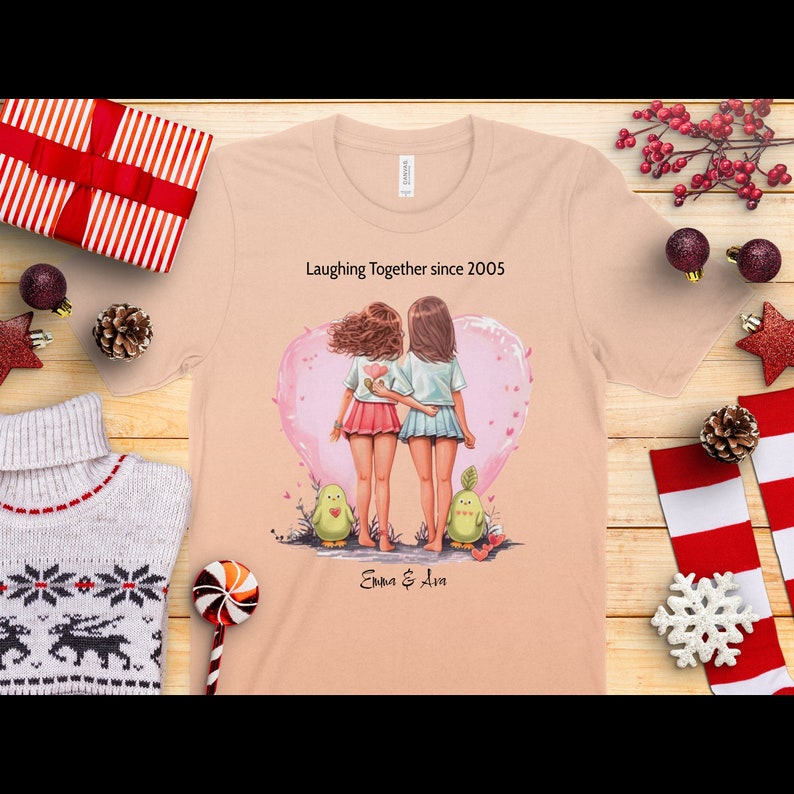 Custom Best Friends Shirts Personalized BFF Heart Tee, Matching Bestie ...