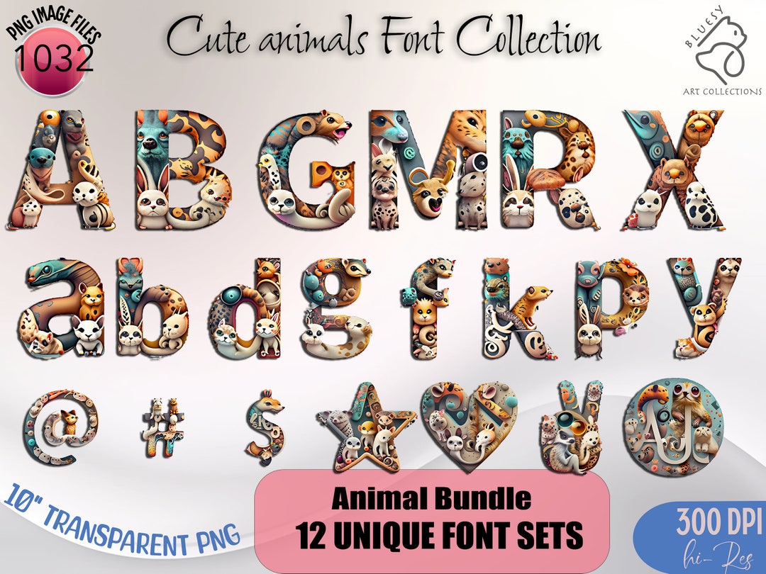 Ultimate Animal Font Bundle: Transparent PNG, Cricut-ready, Featuring ...