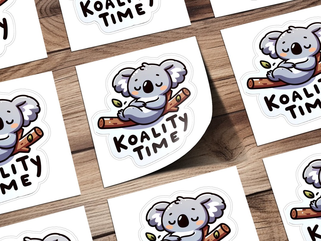 Koala Time Sticker Cartoon Cute, Koala Bear Sticker, Laptop Stickers ...