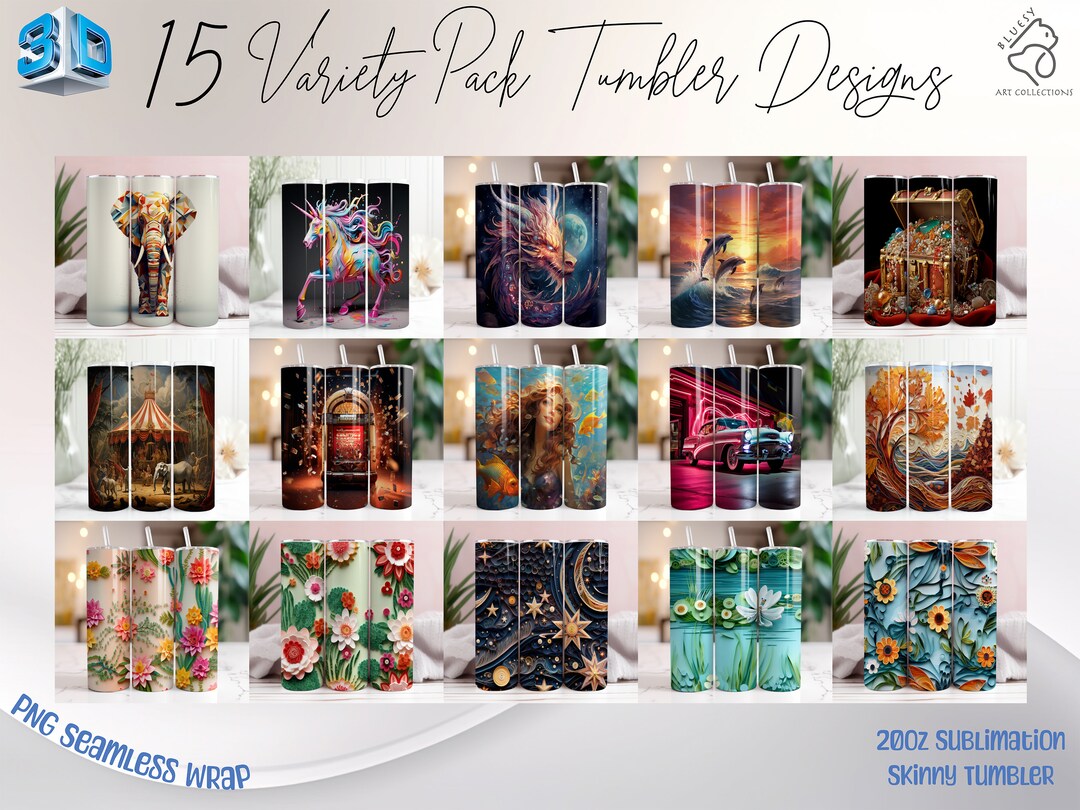 Mega Bundle: 15 Tumbler Sublimation Wraps for 20oz Skinny Tumblers ...