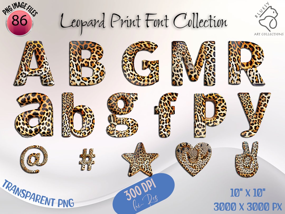 Leopard Print Font Bundle, Animal Alphabet Clipart, Animals PNG, Kids ...