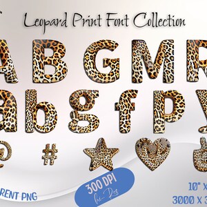 Leopard Print Font Bundle, Animal Alphabet Clipart, Animals PNG, Kids ...