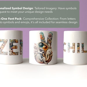 Cute Animals Font Bundle, Animal Alphabet Clipart, Animals PNG, Kids ...