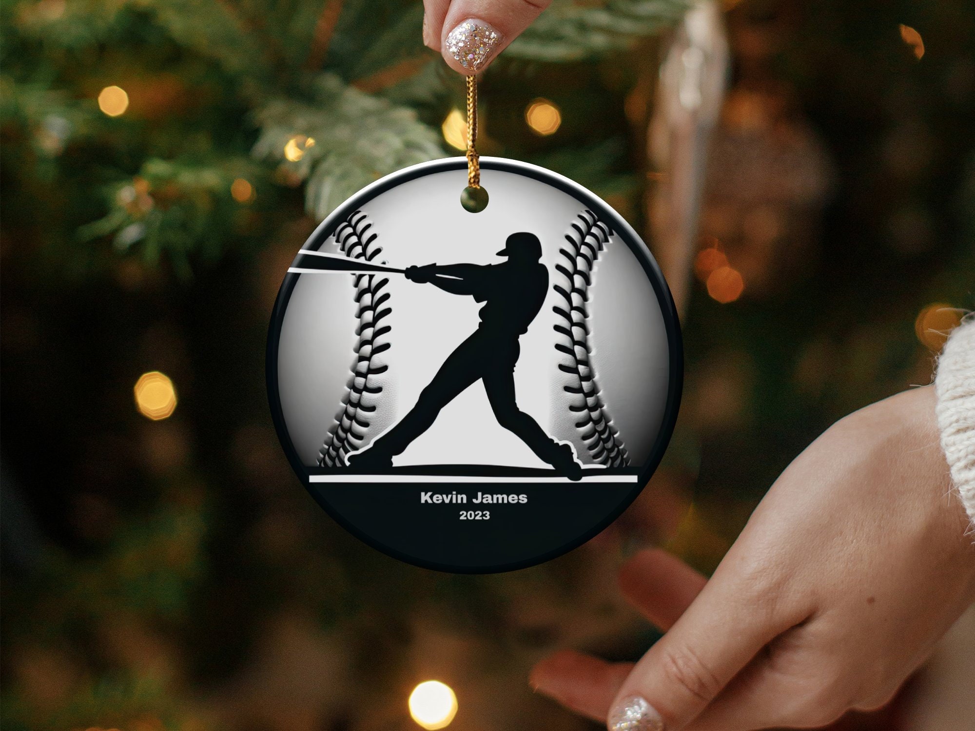 Baseball Silhouette, Personalized Ornament, Boys First Baseball Year ...