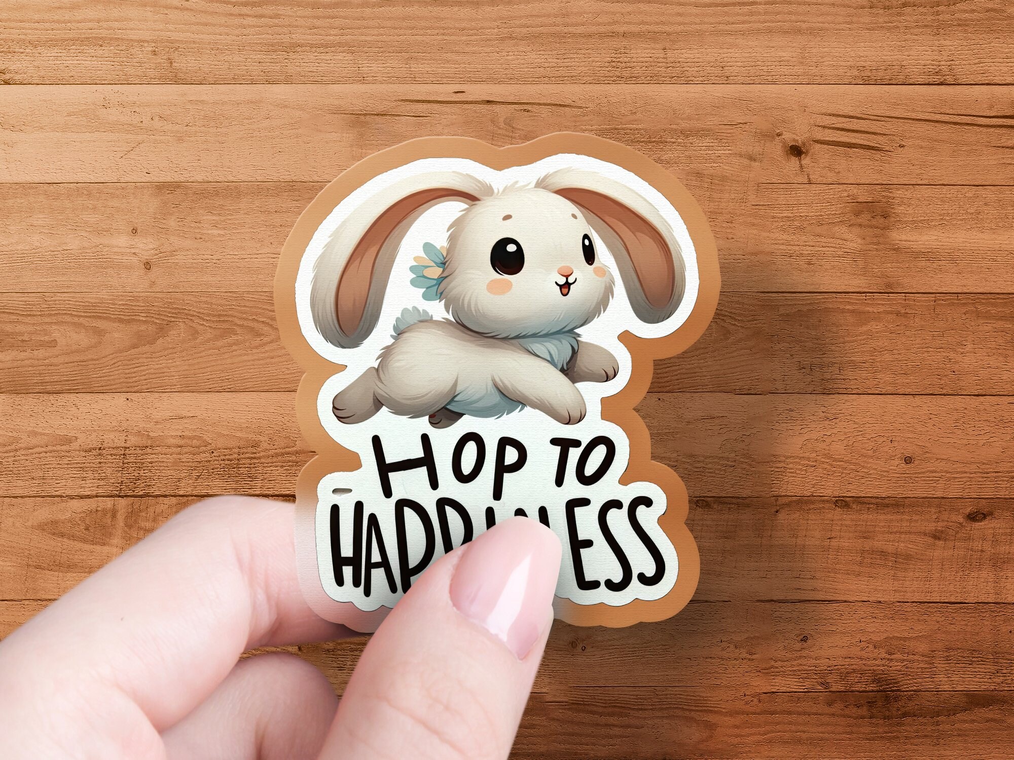 Bunny Happiness Sticker, Fluffy Sticker, Cute Rabbit Sticker, Rabbit ...