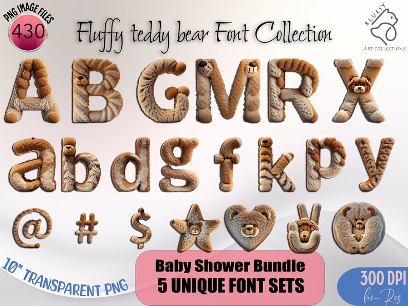 Baby Shower Font Bundle - Adorable Blocks, Teddy Bear, Quilt, Bonnet ...