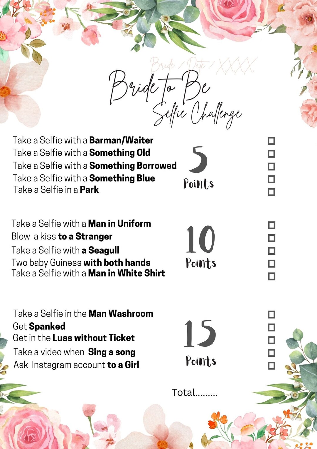 Hen Party Bride Challenge Template 2024 - Etsy