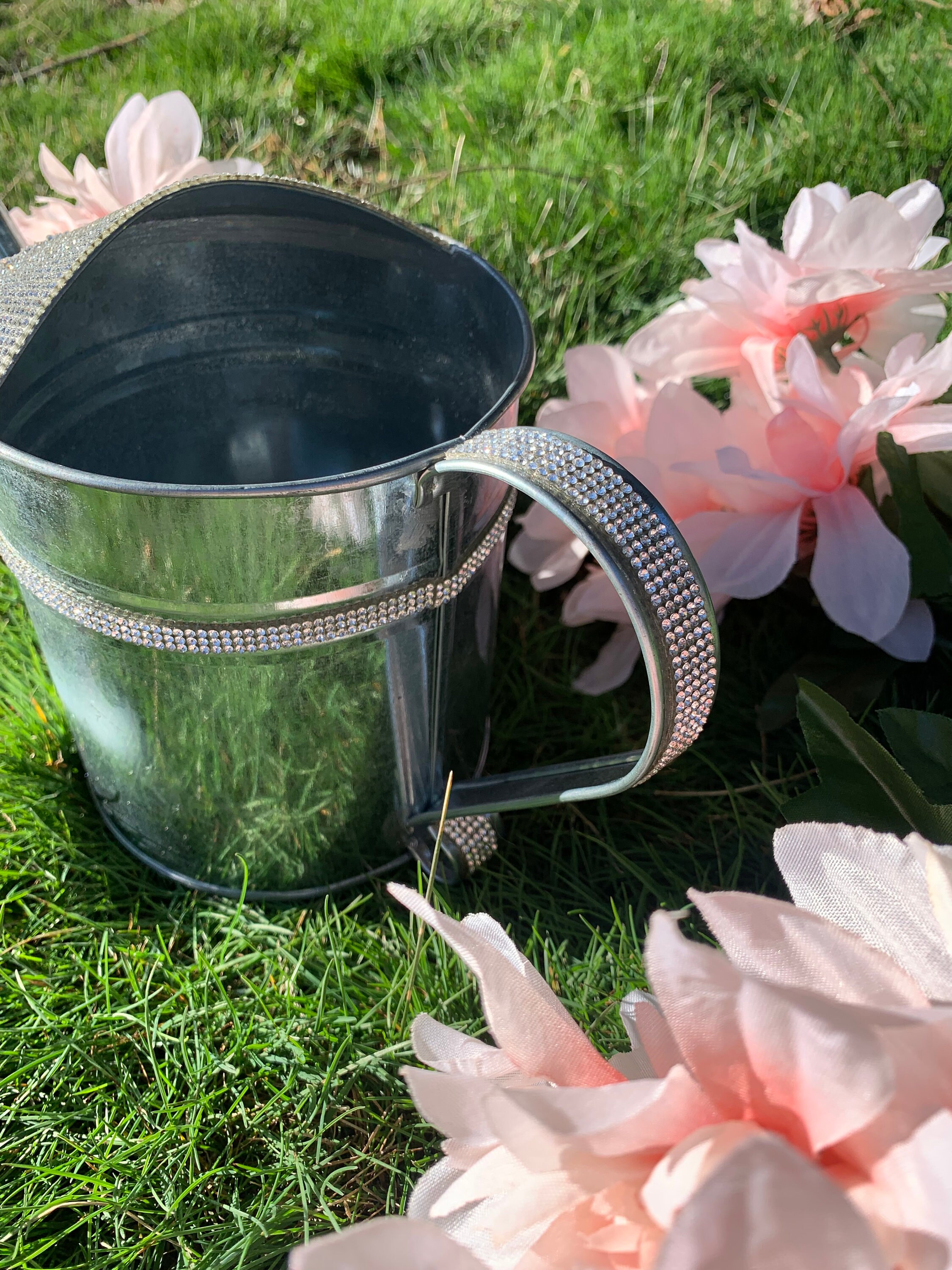Metal Watering Can, Galvanized Steel Bling, Custom Garden, Bedazzled ...