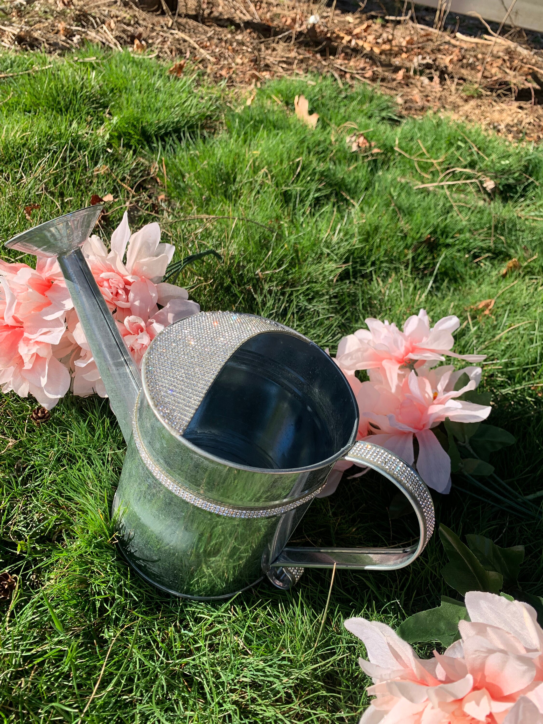 Metal Watering Can, Galvanized Steel Bling, Custom Garden, Bedazzled ...