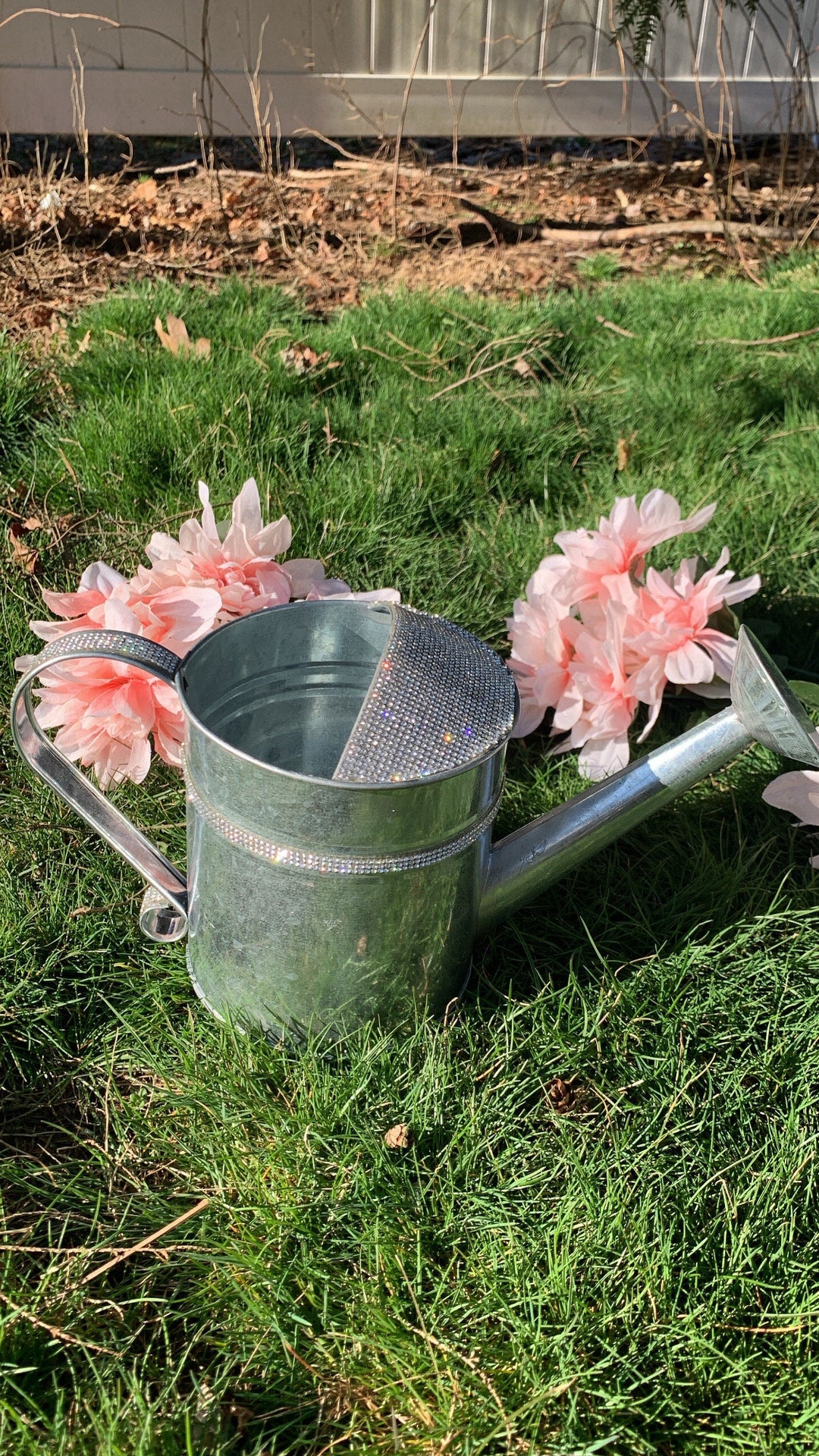 Metal Watering Can, Galvanized Steel Bling, Custom Garden, Bedazzled ...