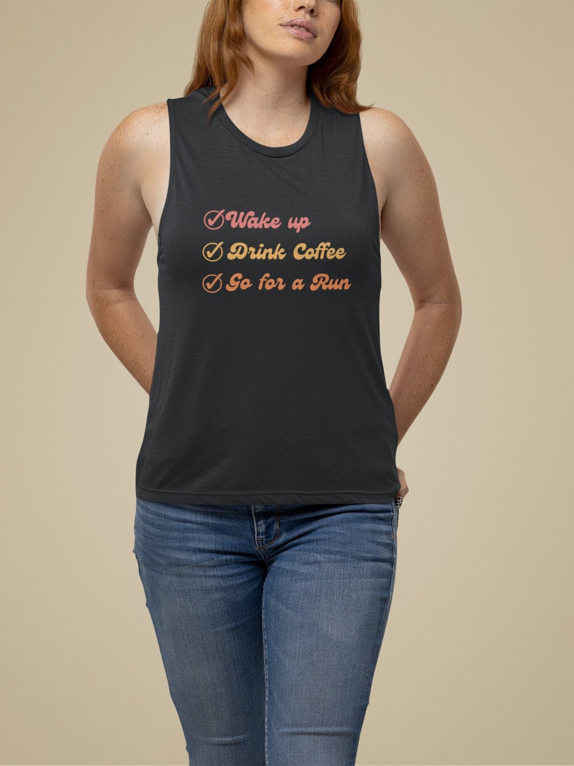 Running Tank Top Morning Run Tank Coffee Tank Top Comfy Muscle Tank ...