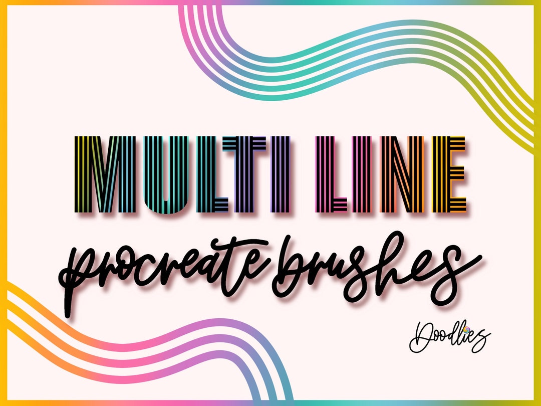 Procreate Brushes, Multi Line Brushes, Beginner Procreate Brush, Retro Line Brushes for ...