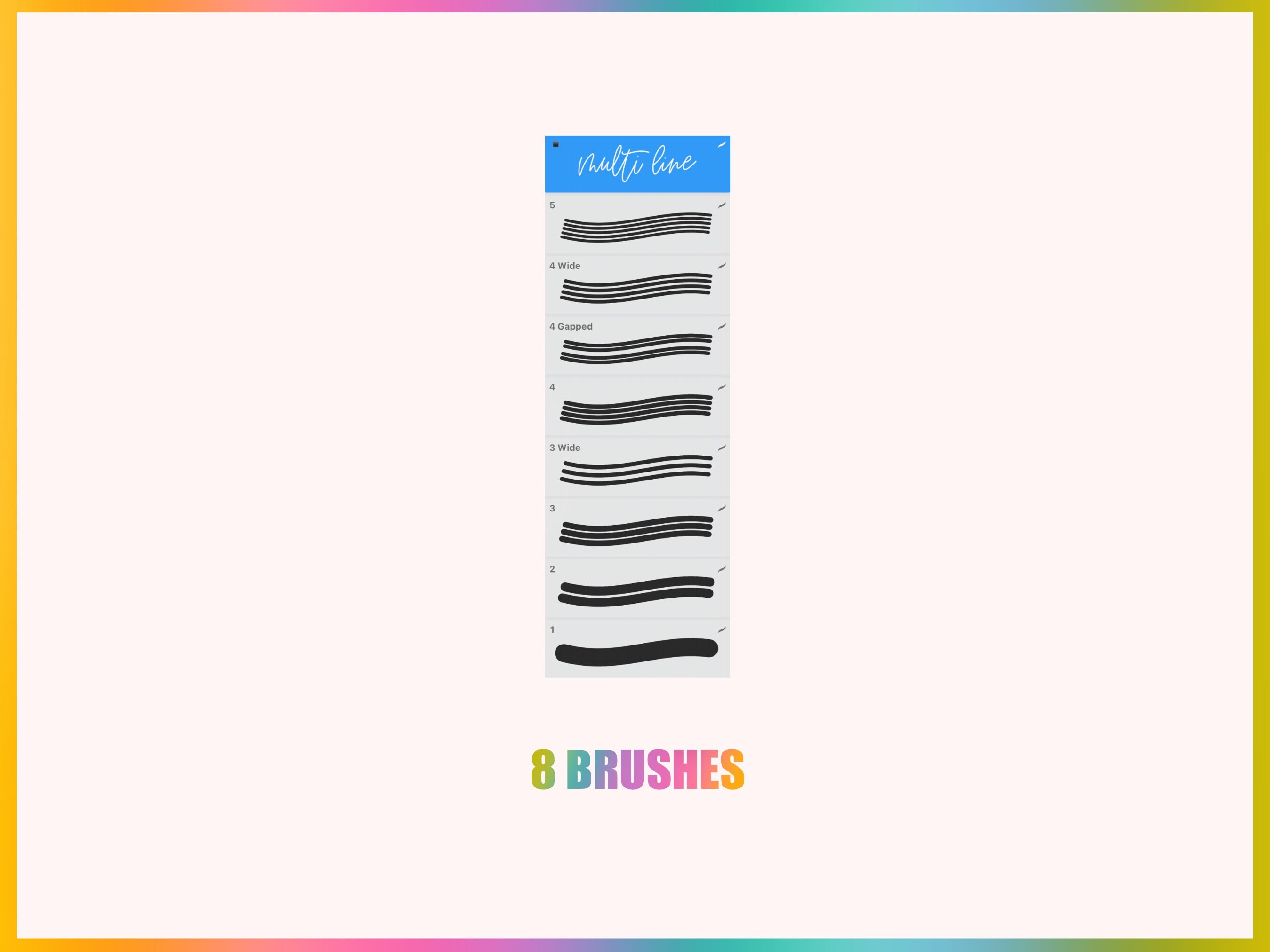 Procreate Brushes, Multi Line Brushes, Beginner Procreate Brush, Retro ...