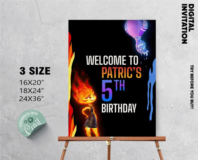 Editable Elemental Birthday Bundle, Printable Elemental Personalized ...