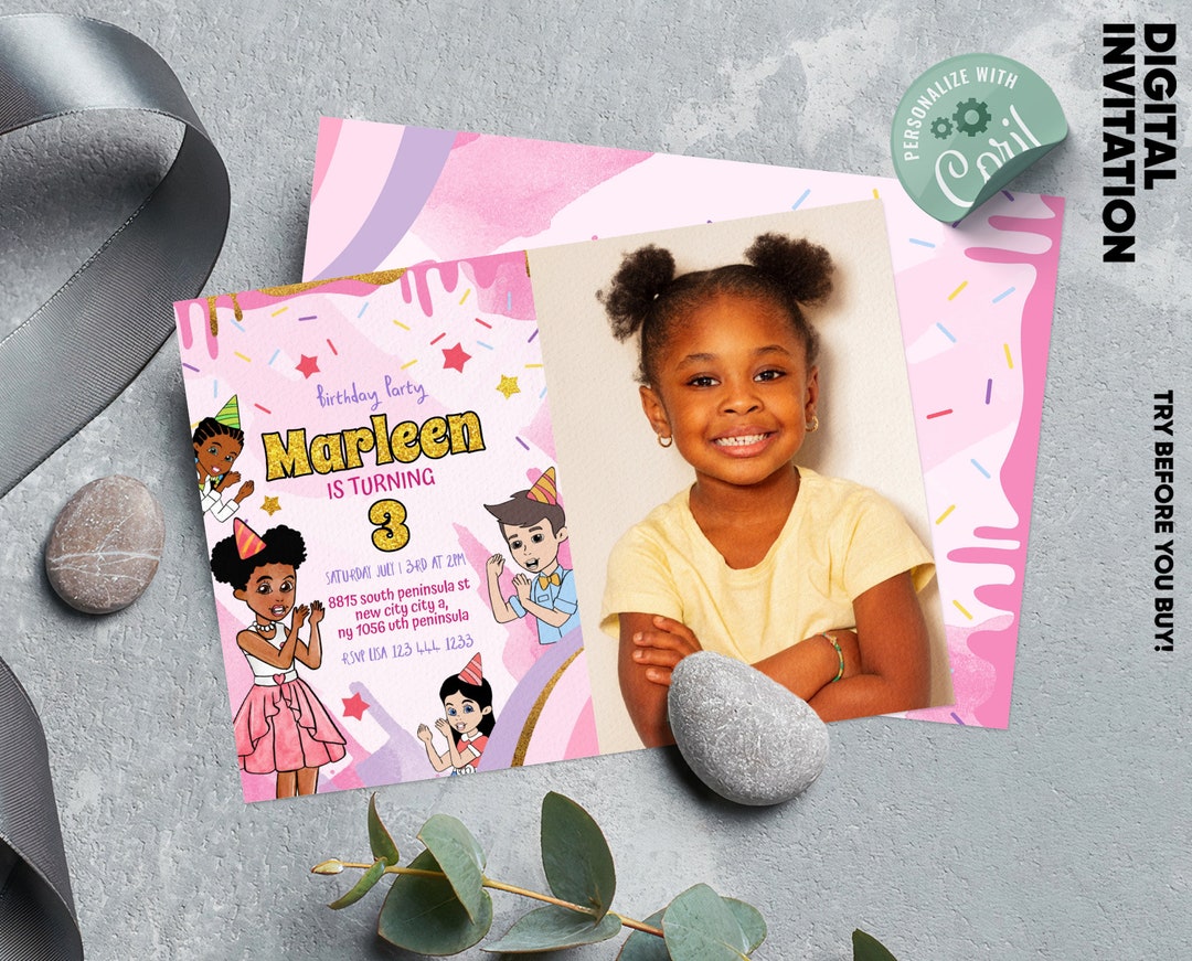 Editable Gracie's Corner Invitation With PHOTO Girl Birthday Birthday ...