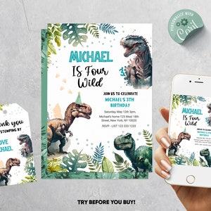 Editable Dinosaur Birthday Invitation Dino Party Editable Template ...