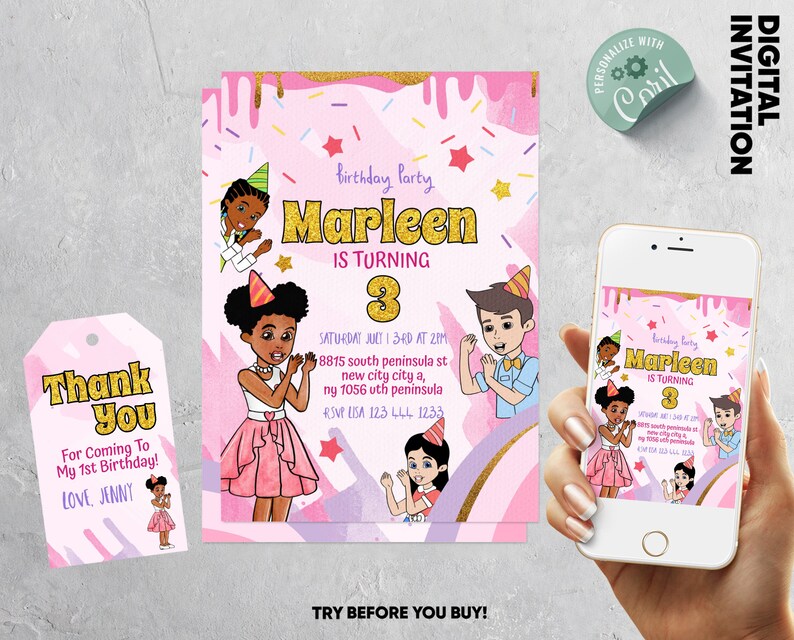 Editable Gracie's Corner Invitation Girl Birthday Birthday - Etsy