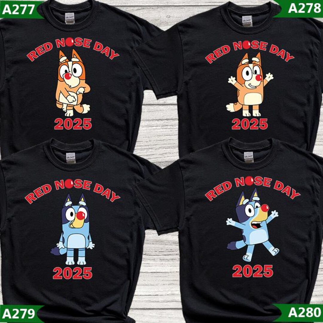 Red Nose Day Bluey Tshirt, Red Nose Day Tshirt, Comic Relief Tshirt ...