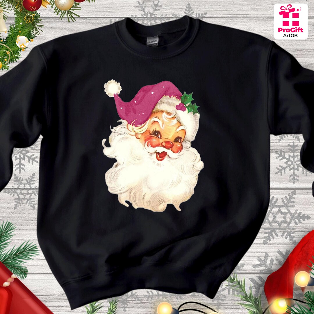 Pink Santa Claus Jumper, Vintage Santa Jumper, Xmas Jumper, Christmas ...