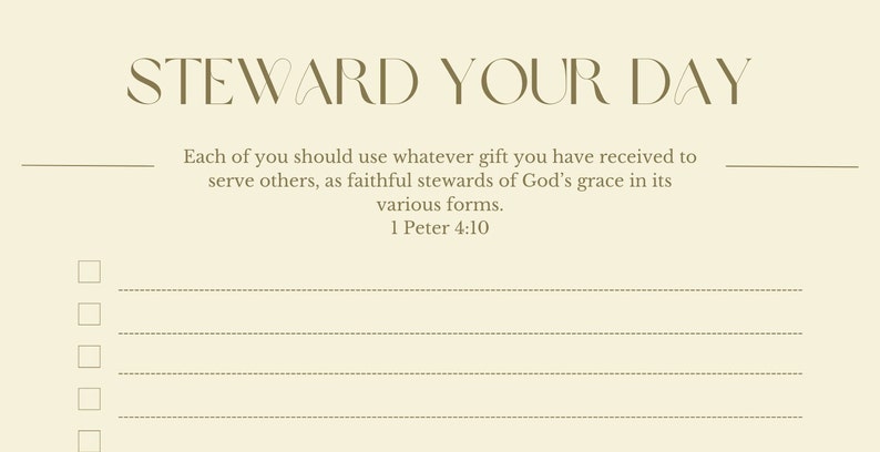 Steward Your Day - Digital Daily Checklist, Daily to Do List, Digital ...