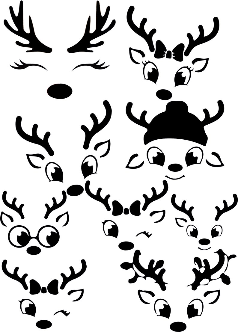 Bundle Christmas Reindeer Faces SVG PNG, Reindeer Baby Svg, Girl ...
