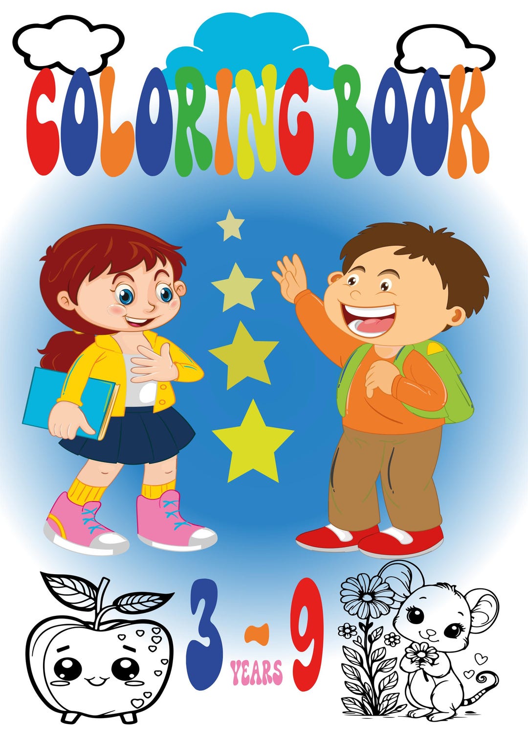 Fun and Easy Coloring Book for Kids: Cute Animals, Fruits and Veggies ...
