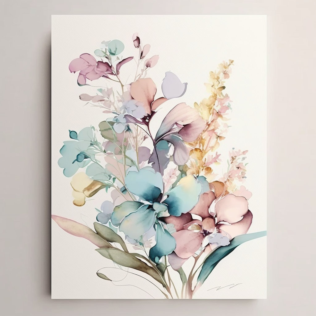 Pastel Flowers Watercolor Floral Clipart Bouquets Wreaths Drops ...