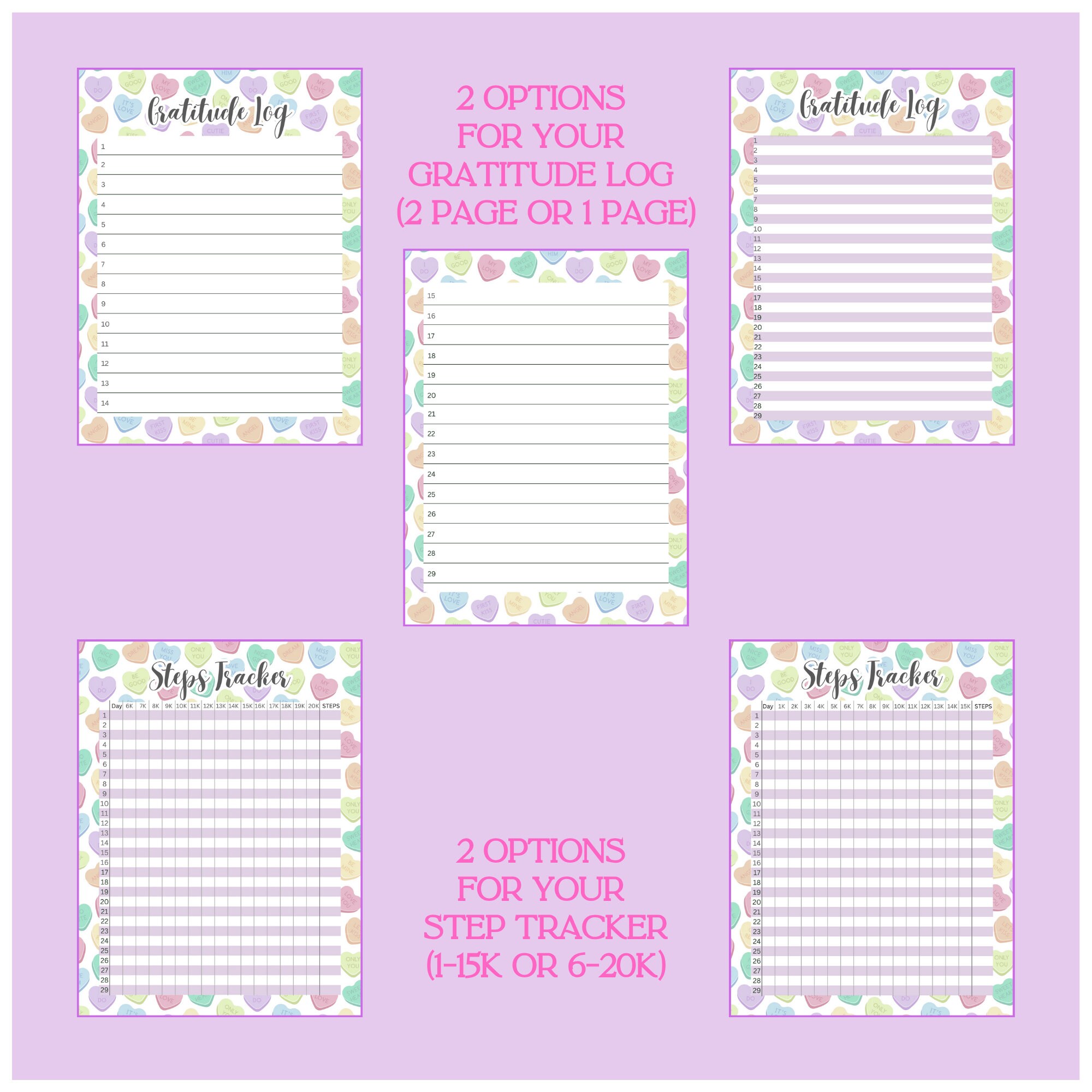 February Planner Printable Monthly Trackers Candy Hearts Themed - Etsy