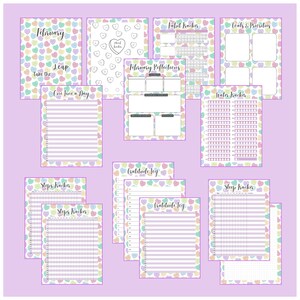 February Planner Printable Monthly Trackers Candy Hearts Themed - Etsy