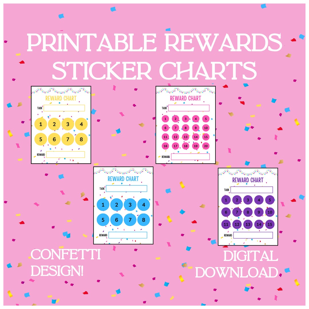 Kids Rewards Chart Sticker Chart Printable Digital Download Confetti - Etsy