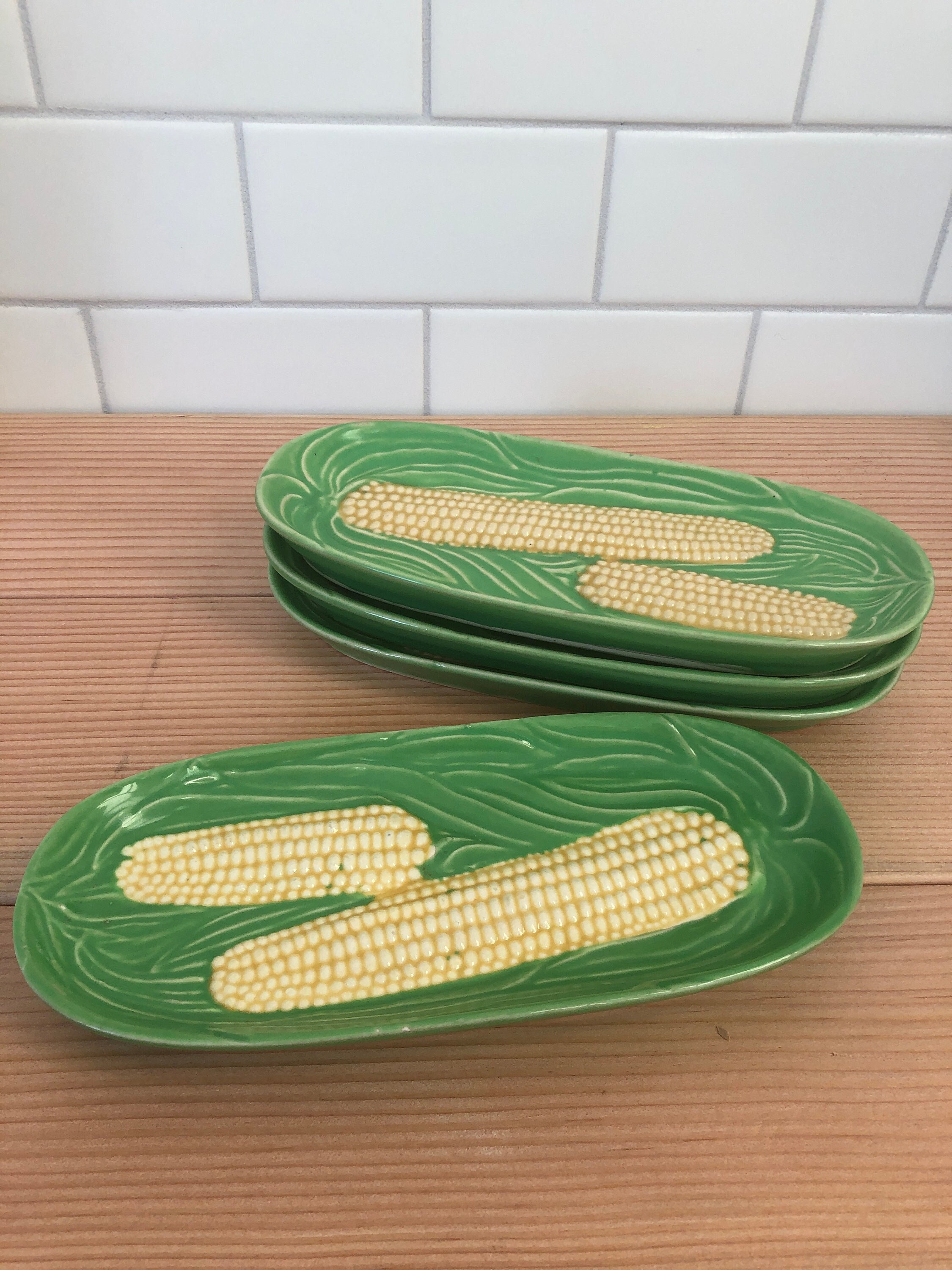 Vintage Majolica Ceramic Corn Dishes Set of 4 - Etsy