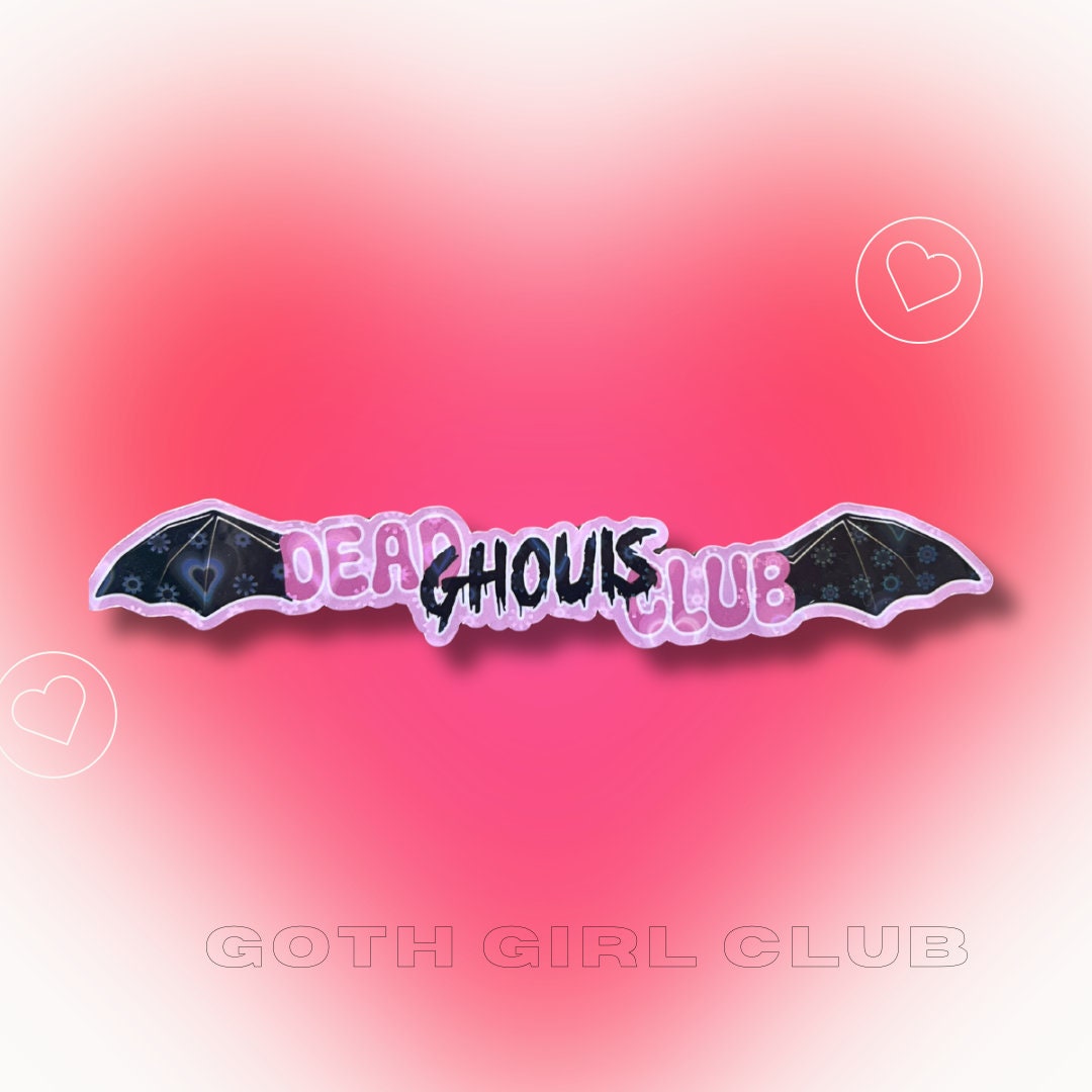 Dead Ghouls Club Sticker- Spooky- Bat- Girly- Pink and Black ...