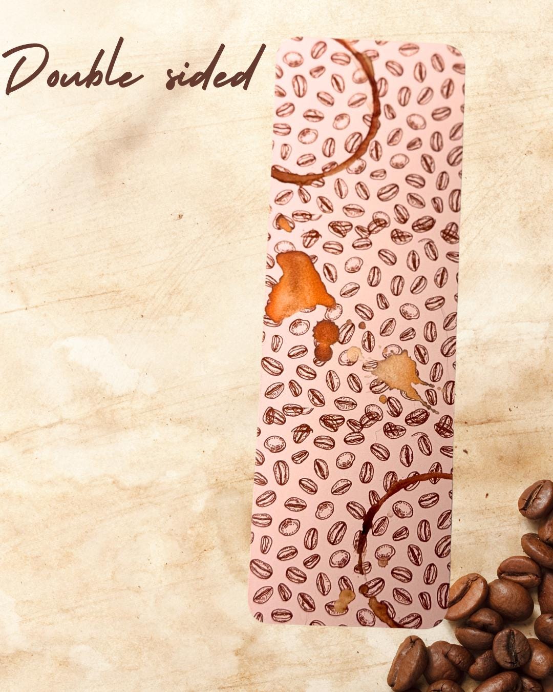 Coffee Bean and Coffee Stain Double Side Bookmark Coffee Lovers Simple ...