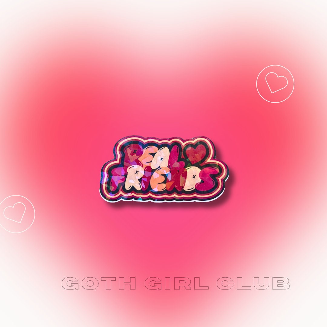 Real Friends Cute Hologrpahic Band Sticker- Multi Color Red Orange ...