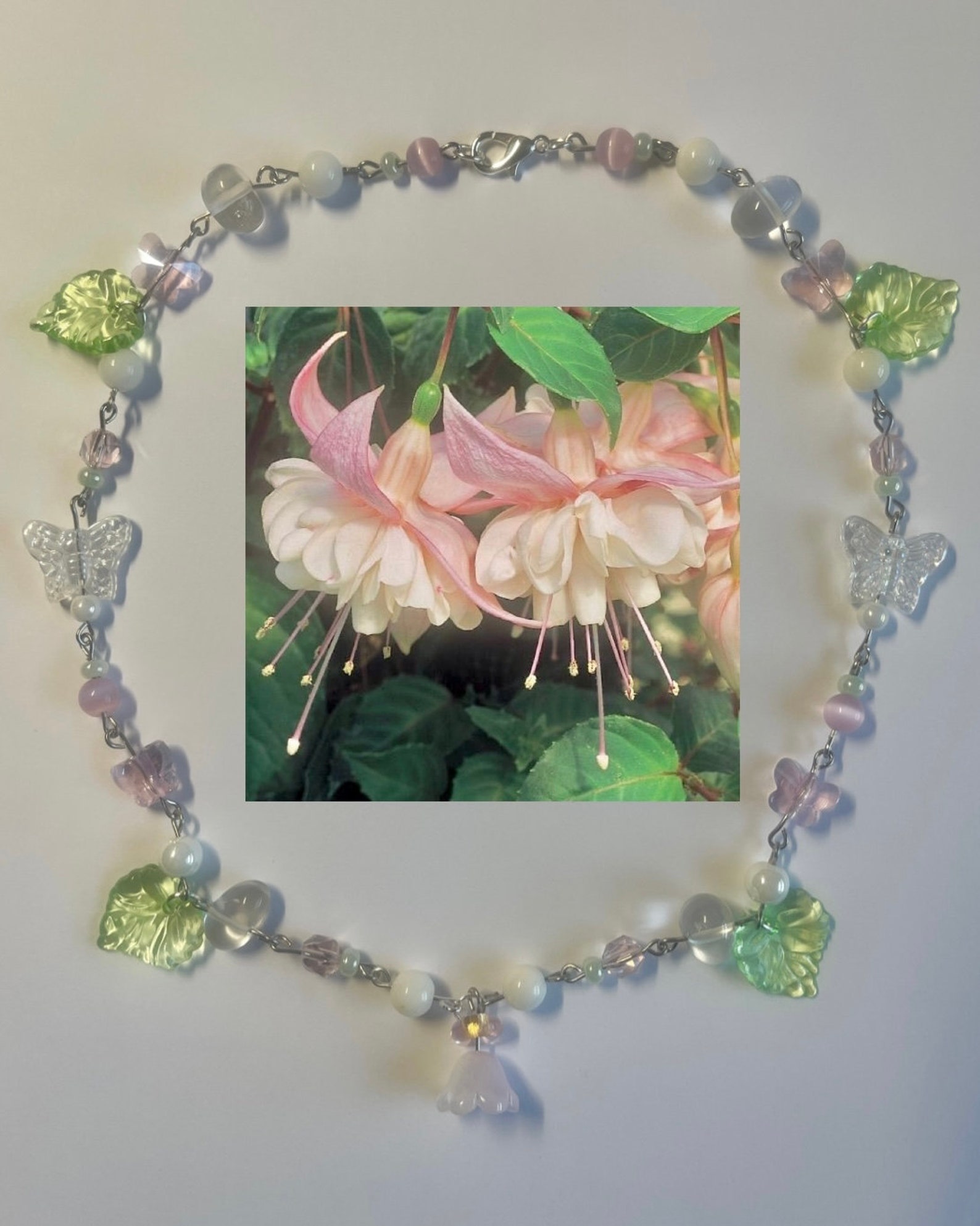 Pink Flower Segmented Necklace - Etsy