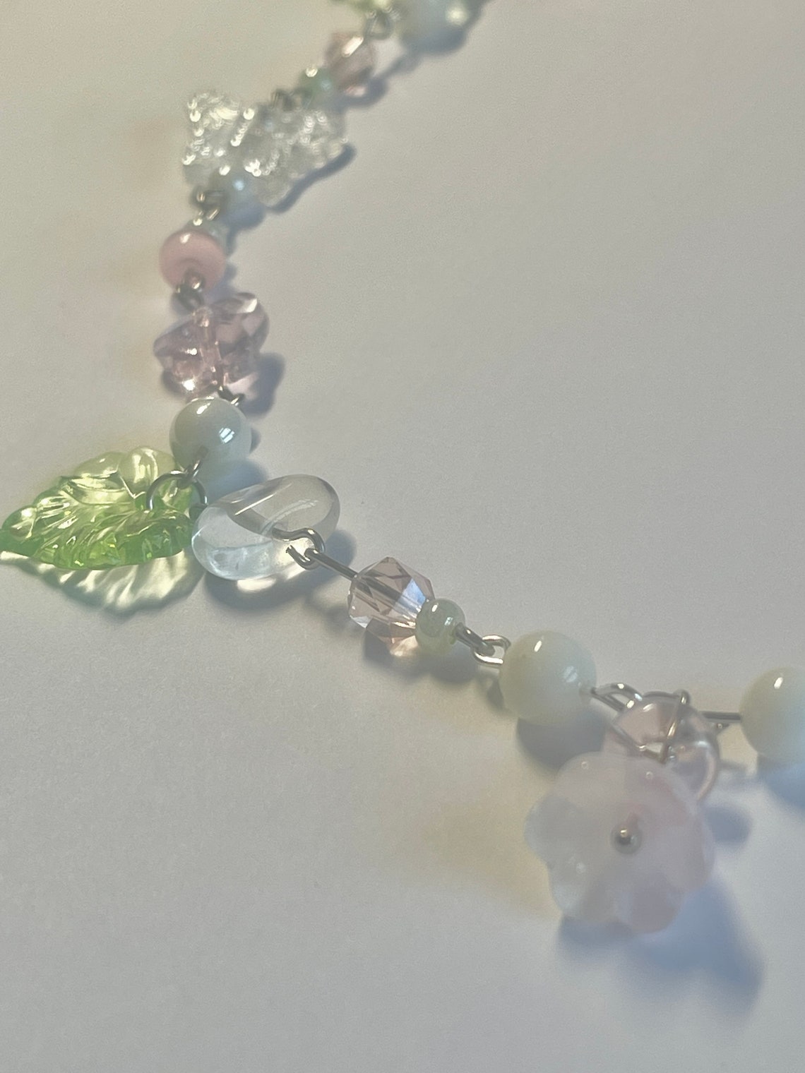 Pink Flower Segmented Necklace - Etsy